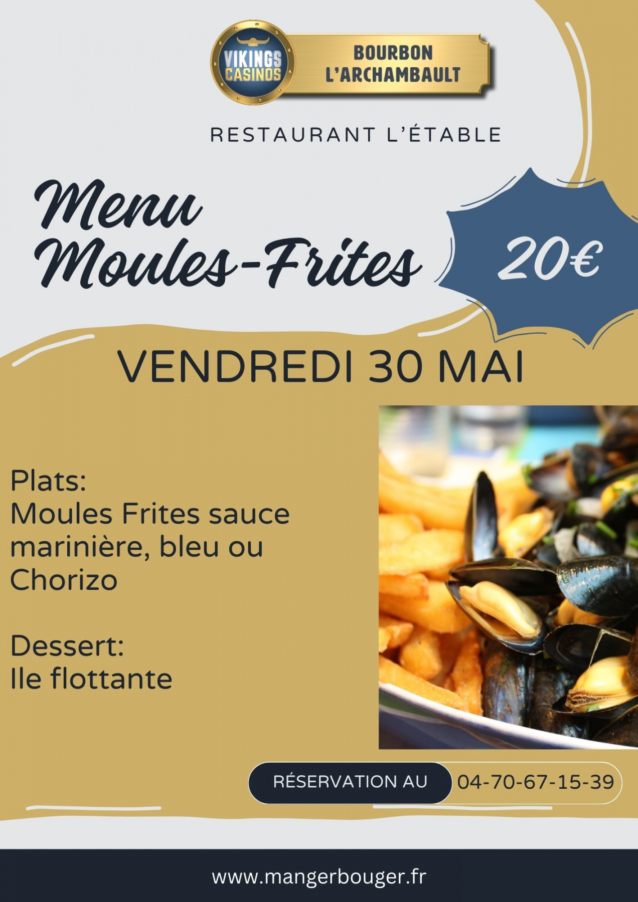 Menu Moule Frites | Casino de Bourbon l'Archambault